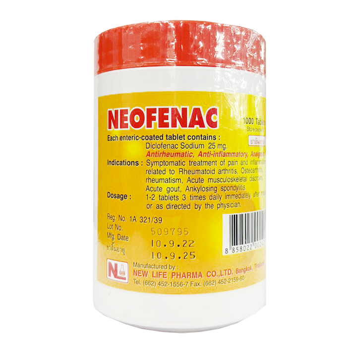 Neofenac 25mg NEW LIFE (Bottle/1000s) - Buymed Thailand - ซื้อยาที่บาย ...