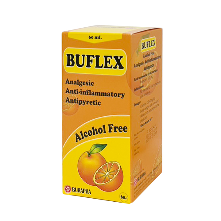 Buflex syrup (มีกล่อง) 100mg/5ml รสส้ม BURAPHA (Bottle/60ml) - Buymed ...