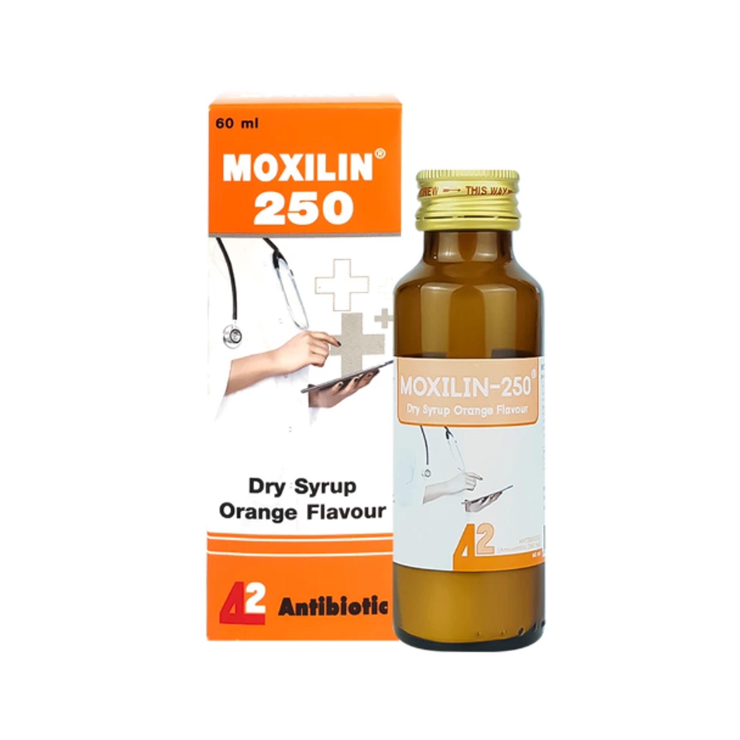 Moxilin dry syrup orange (มีกล่อง) 250mg/5ml 42 SMC (Bottle/60ml ...