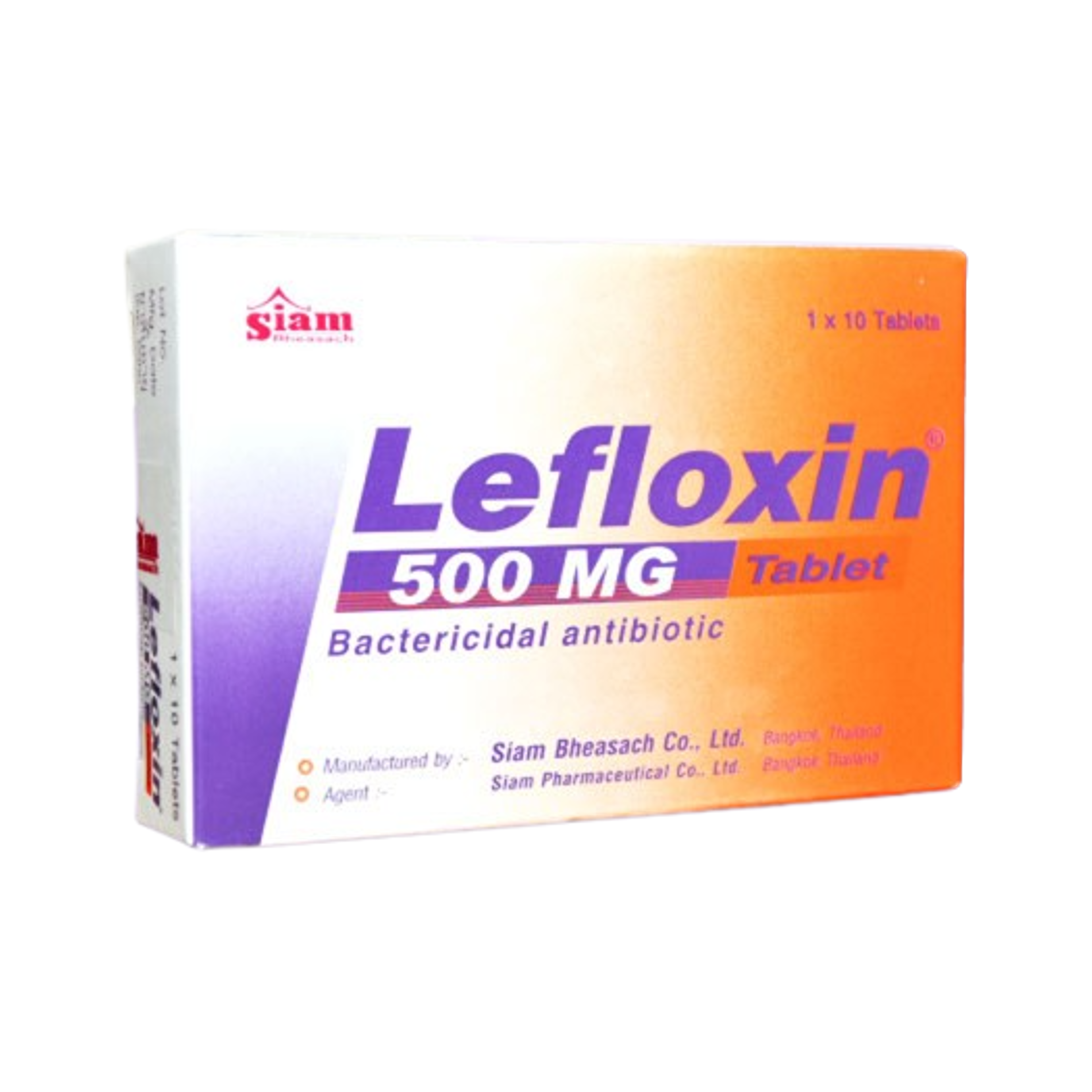 Lefloxin 500mg SIAM (Box/10s) - Buymed Thailand - ซื้อยาที่บายเมดถูกกว่า