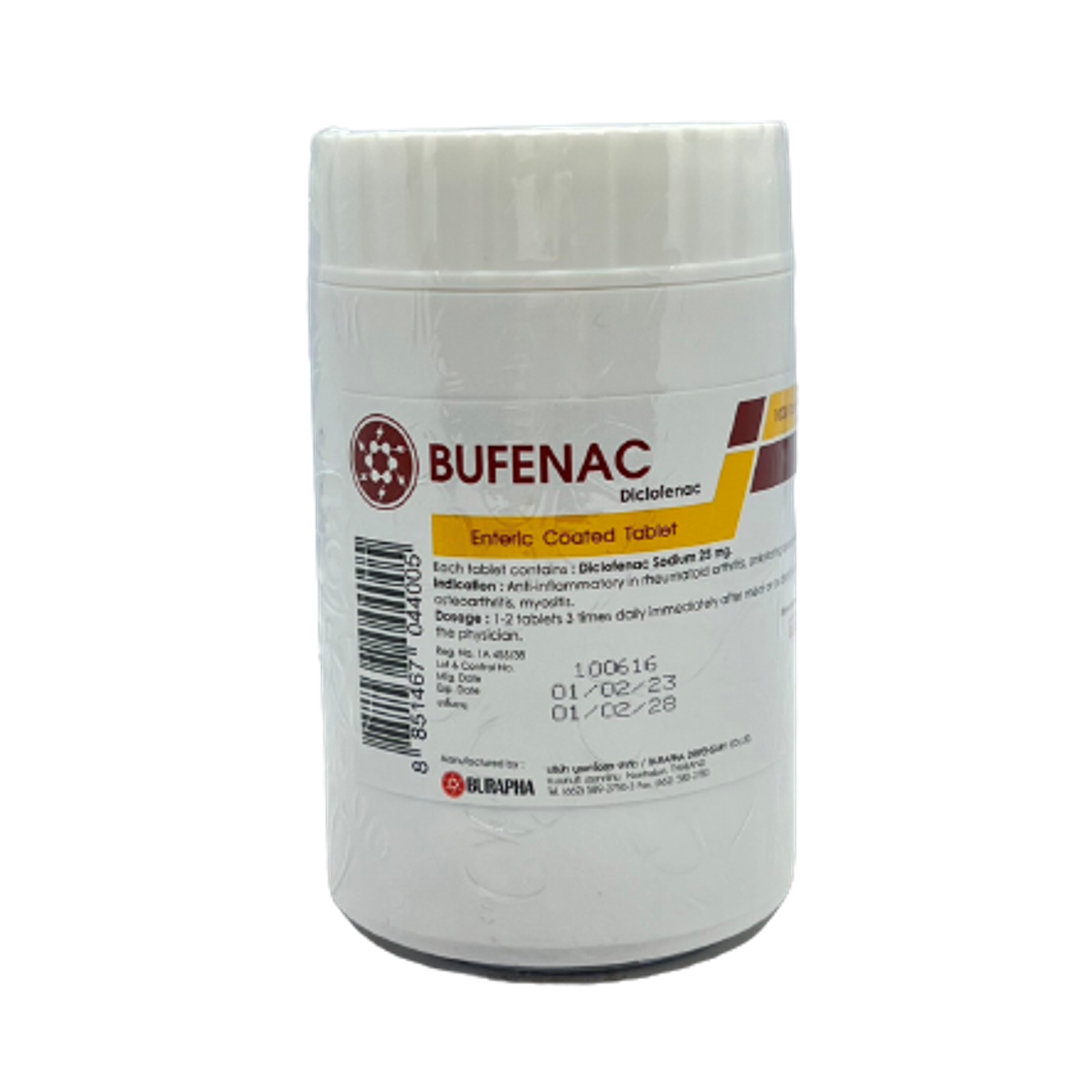 Bufenac 25mg BURAPHA (Bottle/1000s) - Buymed Thailand - ซื้อยาที่บายเมด ...