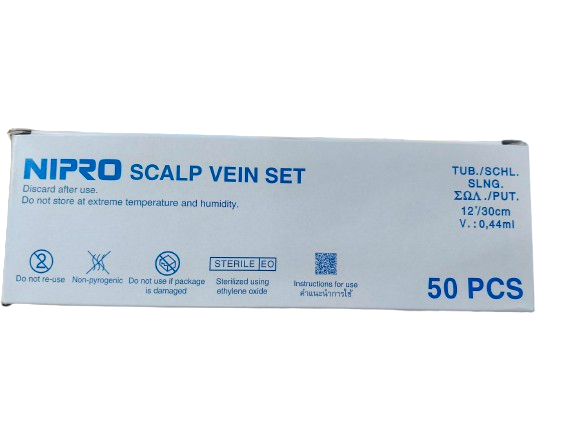 Scalp Vein Set 24Gx3/4" เข็มปีกผีเสื้อ NIPRO (Box/50s) - Buymed ...