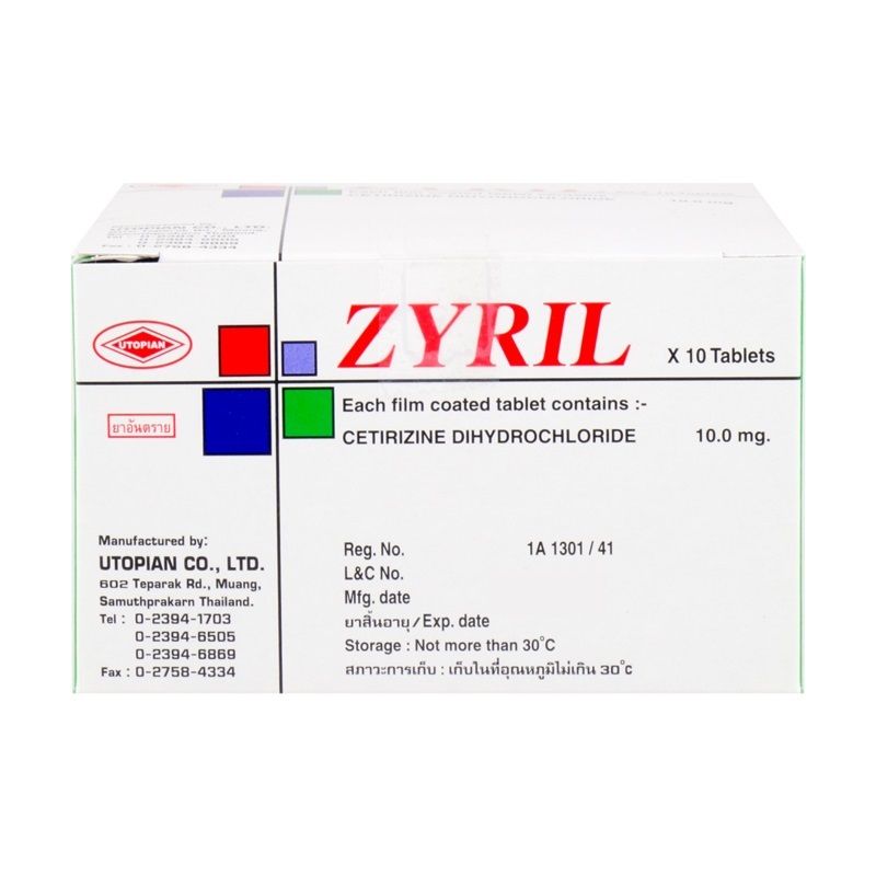 Zyril 10mg UTOPIAN (Box/100s) - Buymed Thailand - ซื้อยาที่บายเมดถูกกว่า