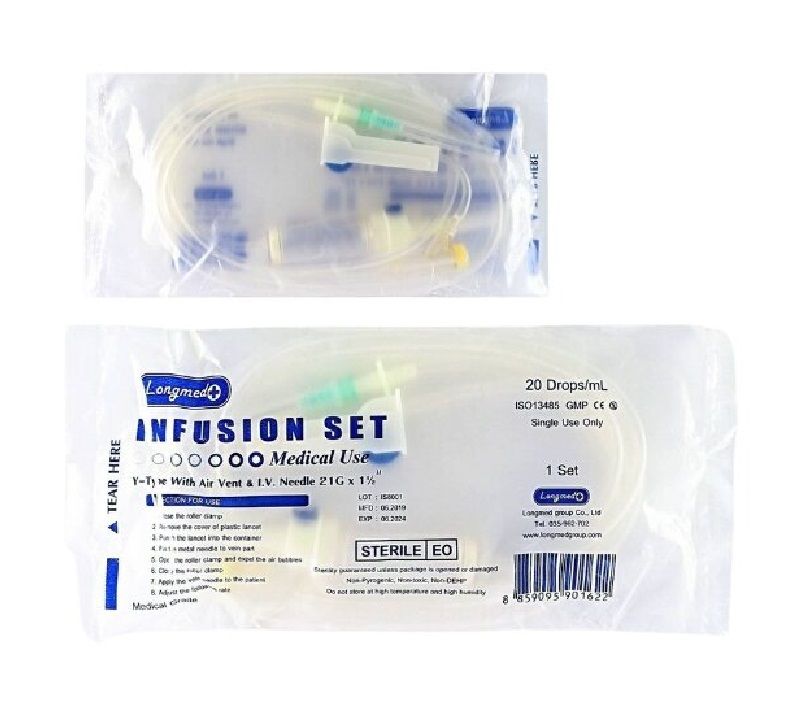 IV infusion set ชุดให้น้ำเกลือ (adults) LONGMED (Pack/25s/1s) - Buymed ...
