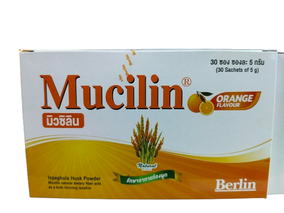 Mucilin orange flavour 2.45g/5g BERLIN (Box/30s/5g) - Buymed Thailand ...